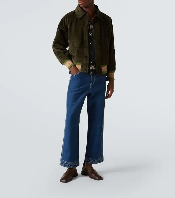 BODE Football Silhouette Printed Linen Shirt