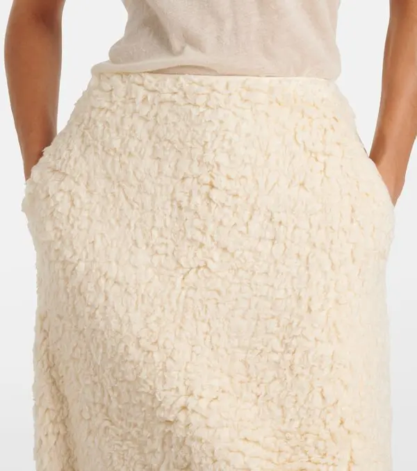 JIL SANDER Cotton Fleece Midi Skirt