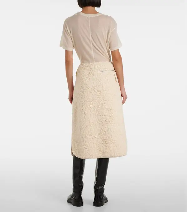 JIL SANDER Cotton Fleece Midi Skirt
