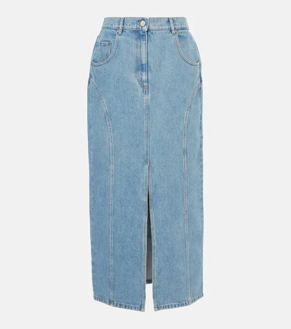 Nina Ricci Denim Midi Skirt - Blue