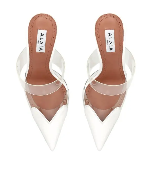Alaïa Leather Coeur Mules 90 - White