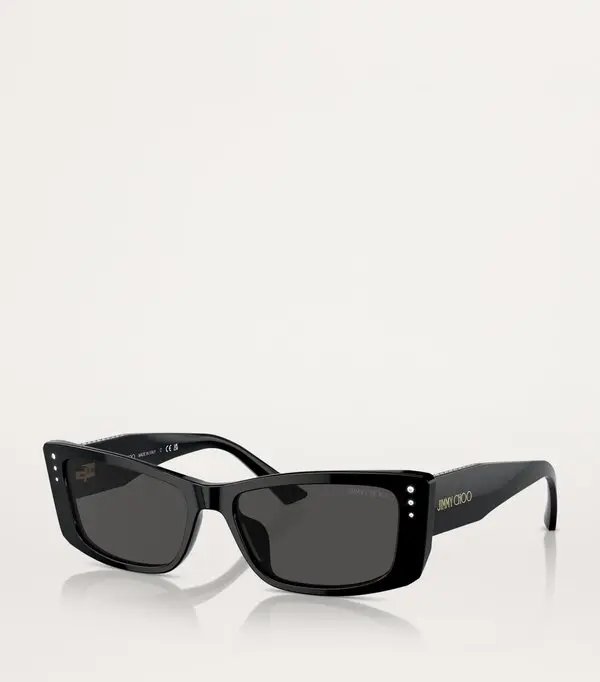 JIMMY CHOO Acetate Rectangle Sunglasses - Black