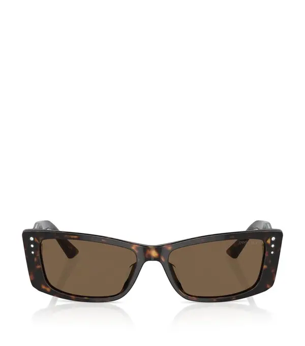 JIMMY CHOO Acetate Rectangle Sunglasses - Brown