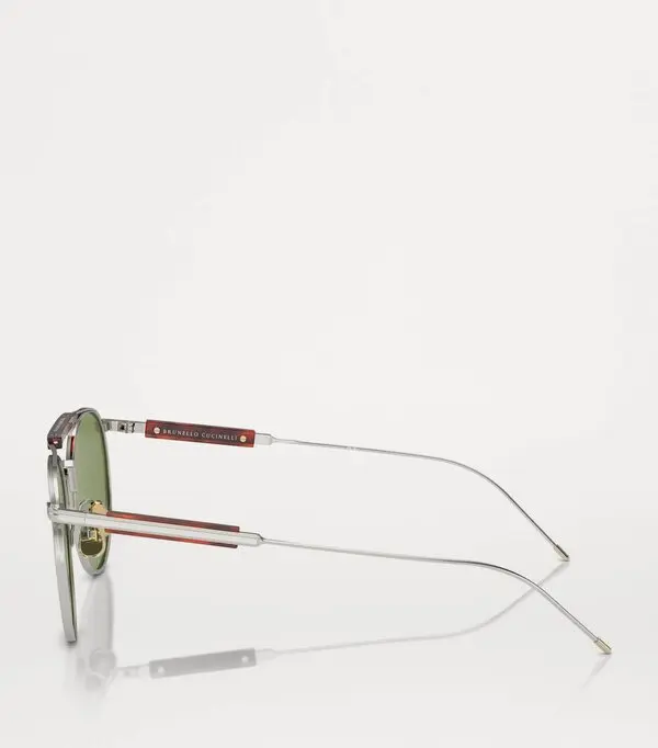 Brunello Cucinelli Acetate Aviator Sunglasses - Silver