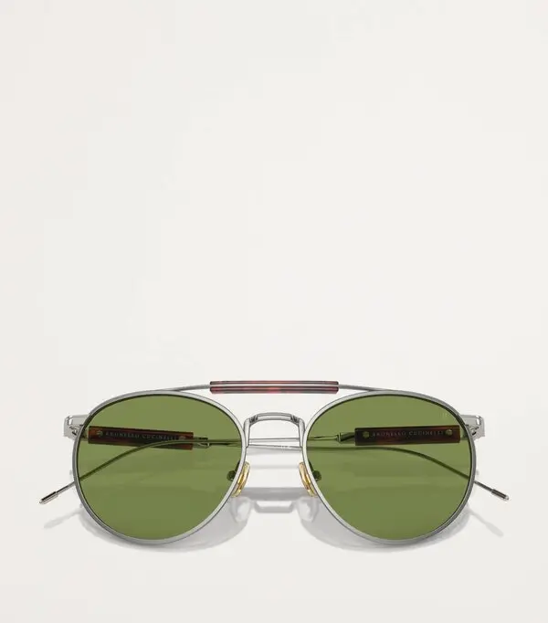 Brunello Cucinelli Acetate Aviator Sunglasses - Silver