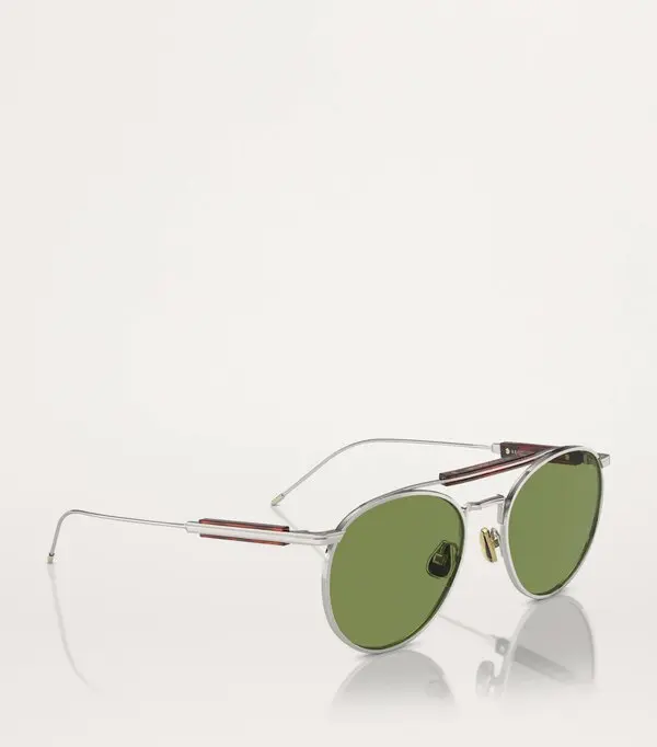 Brunello Cucinelli Acetate Aviator Sunglasses - Silver