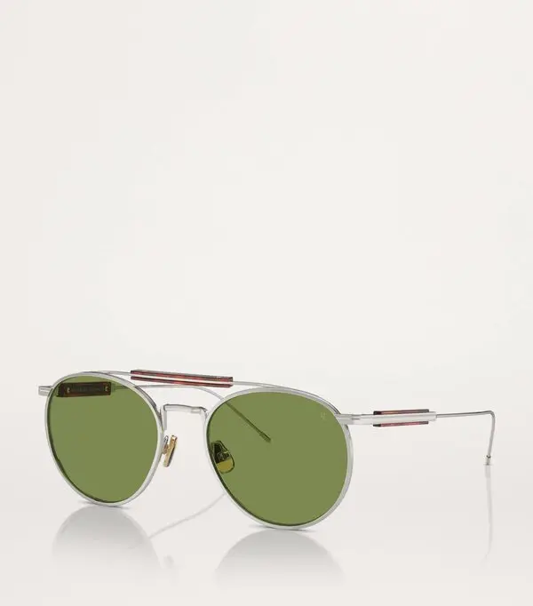 Brunello Cucinelli Acetate Aviator Sunglasses - Silver