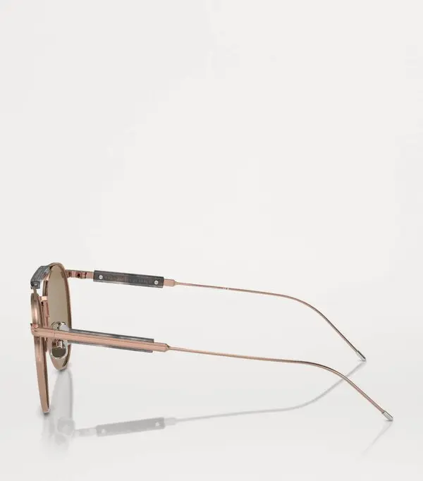 Brunello Cucinelli Titanium Round Frame Sunglasses - Rose Gold