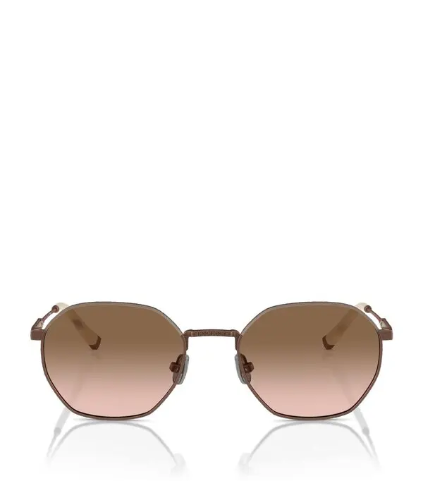 Brunello Cucinelli Titanium Octagon Frame Sunglasses - Brown