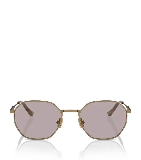Brunello Cucinelli Titanium Octagon Frame Sunglasses - Gold