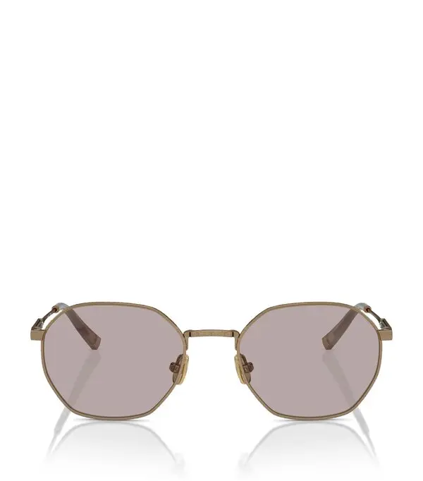 Brunello Cucinelli Titanium Octagon Frame Sunglasses - Gold