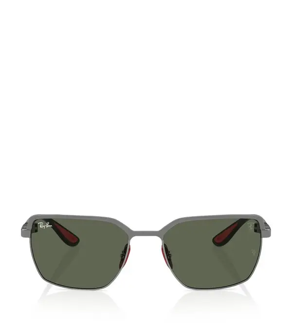 Ray-ban X Scuderia Ferrari Rb3743m Collection Rectangular Sunglasses - Grey