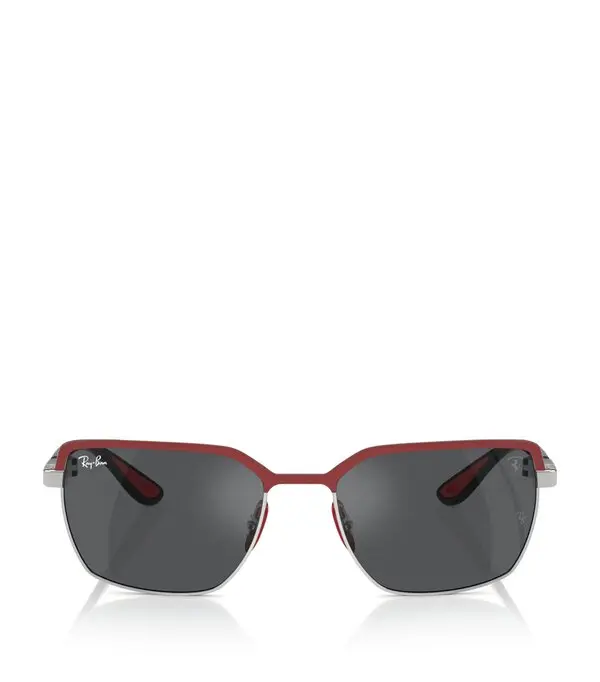 Ray-ban X Scuderia Ferrari Rb3743m Collection Rectangular Sunglasses - Red
