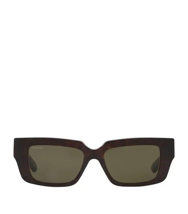 Gucci Acetate Rectangular Sunglasses - Brown