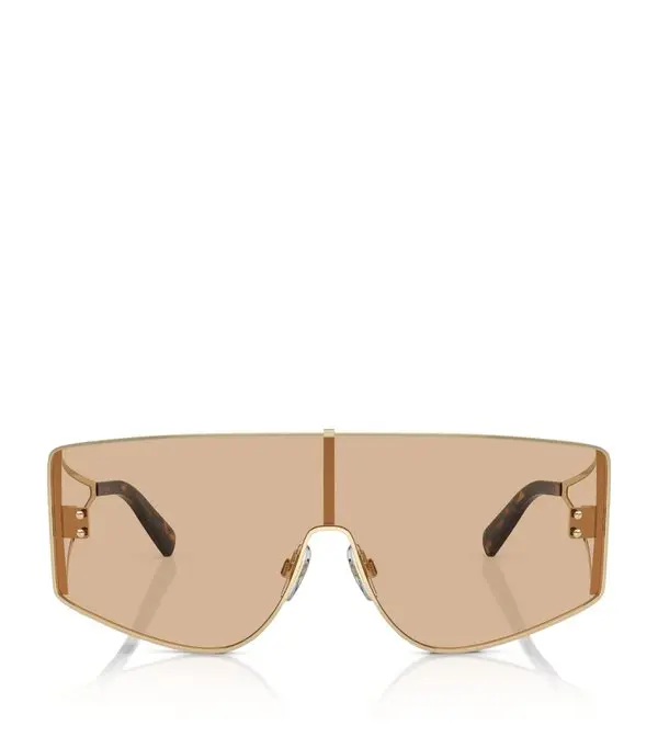 Dolce & Gabbana Metal Frame Shield Sunglasses - Gold