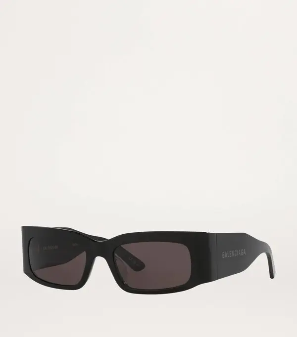 Balenciaga Acetate Rectangular Frame Sunglasses - Black