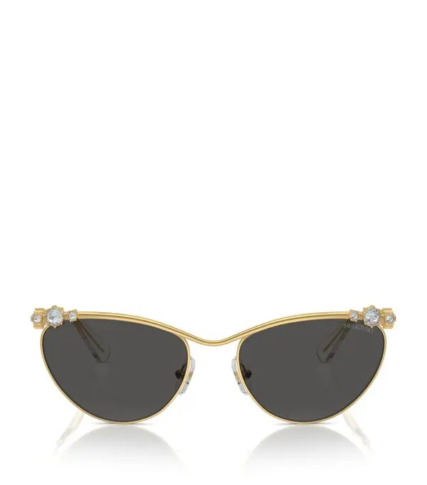 SWAROVSKI Metal Embellished Sunglasses - Gold
