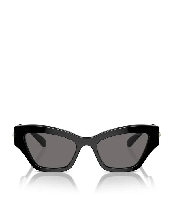 SWAROVSKI Sk6021 Acetate Cat Eye Sunglasses - Black