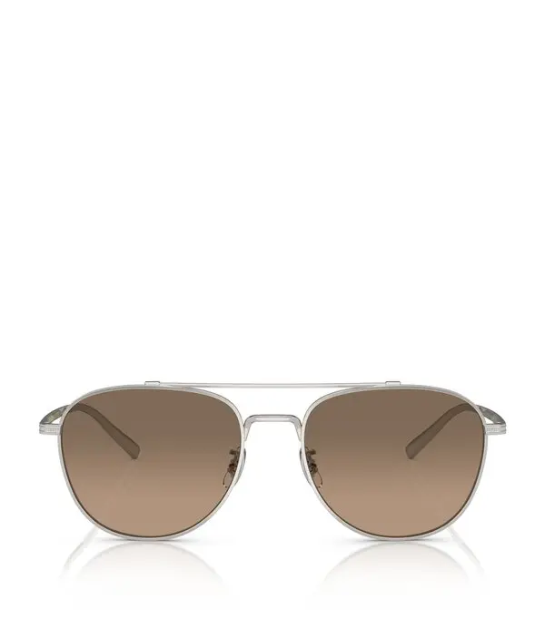 Oliver Spencer Titanium Rivetti Aviator Sunglasses - Silver