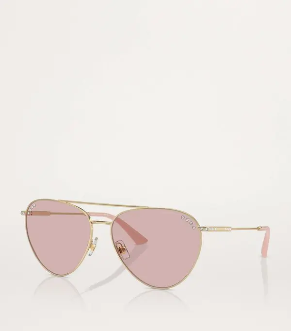 JIMMY CHOO Steel Aviator Sunglasses
