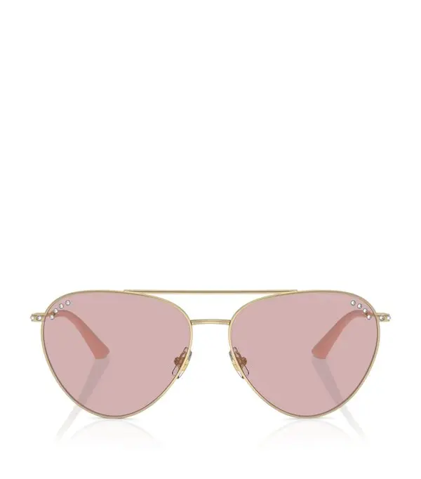 JIMMY CHOO Steel Aviator Sunglasses - Gold