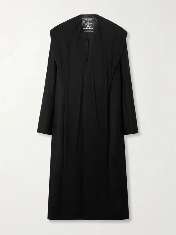 Y/project Hooded Draped Cotton Coat - Black