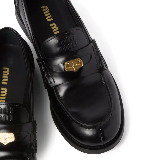 Miu Miu Brushed Leather Embossed Loafers