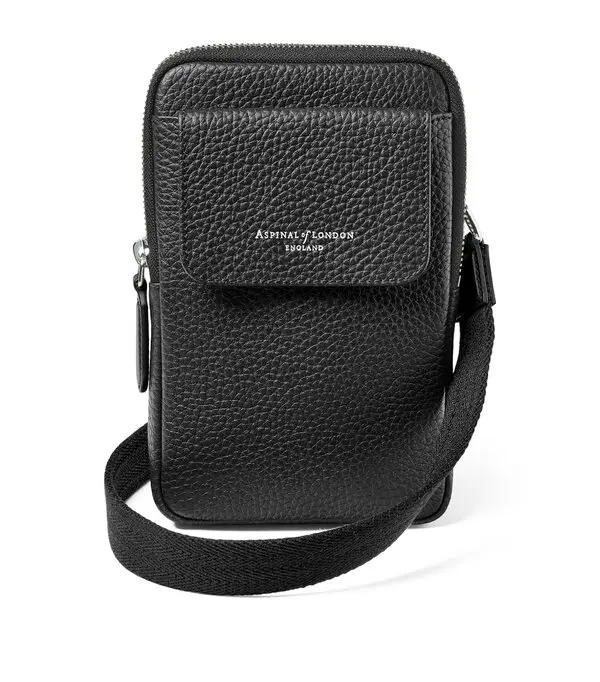 ASPINAL OF LONDON Leather Cross-body Phone Pouch - Black