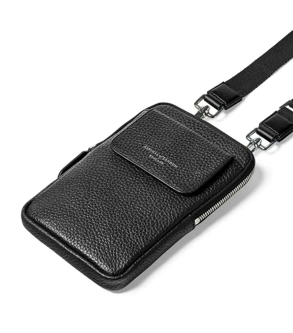 ASPINAL OF LONDON Leather Cross-body Phone Pouch - Black