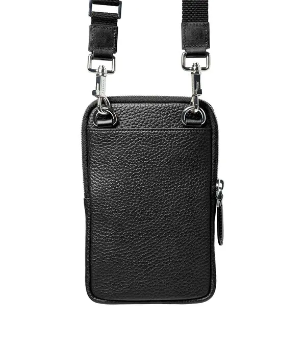 ASPINAL OF LONDON Leather Cross-body Phone Pouch - Black