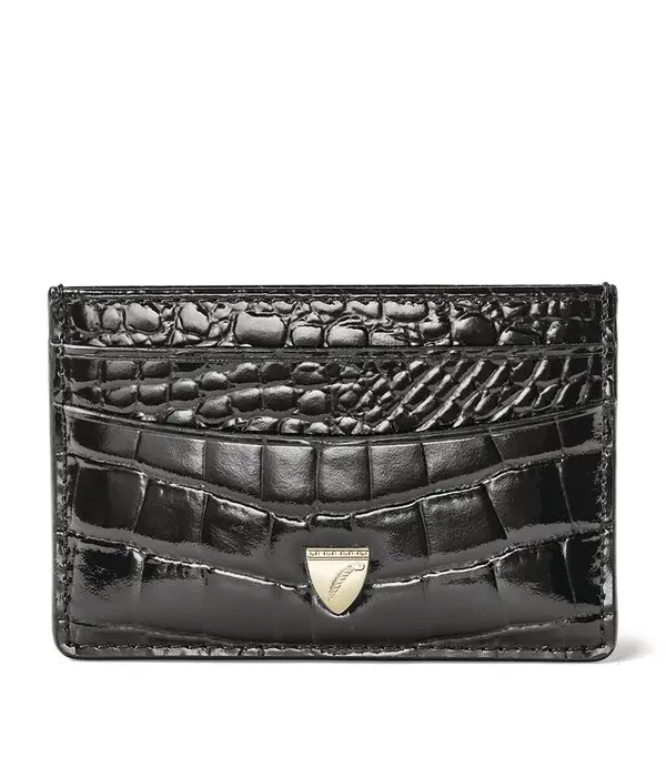 ASPINAL OF LONDON Croc-embossed Slim Card Holder - Black