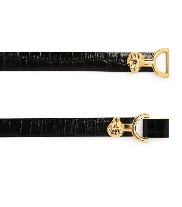 Maje Embellished Leather Horsebit Belt - Black