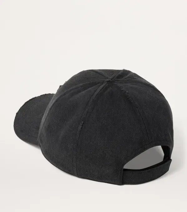 Miu Miu Denim Baseball Cap With Embroidered Logo - Black