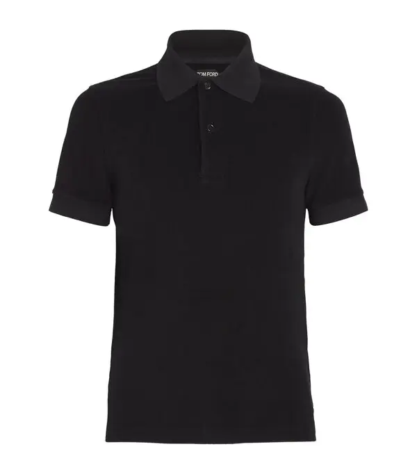TOM FORD Towelling Polo Shirt - Black