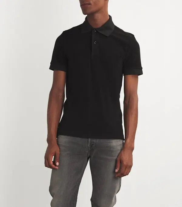 TOM FORD Towelling Polo Shirt - Black