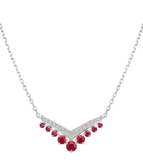CHAUMET White Gold Ruby And Diamond Necklace - Silver
