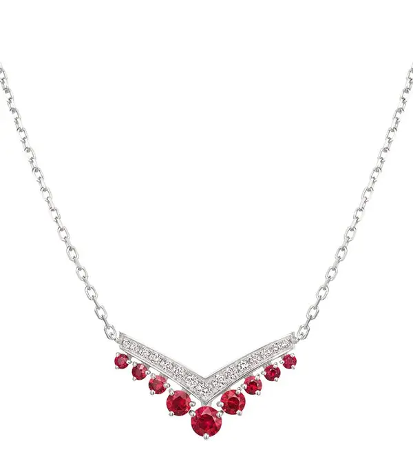 CHAUMET White Gold Ruby And Diamond Necklace - Silver