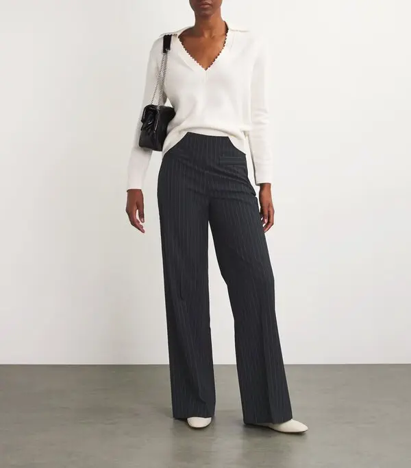 Sandro Pinstriped Wide-leg Tailored Trousers