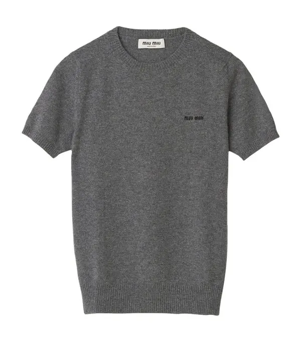 Miu Miu Cashmere Logo Sweater - Grey