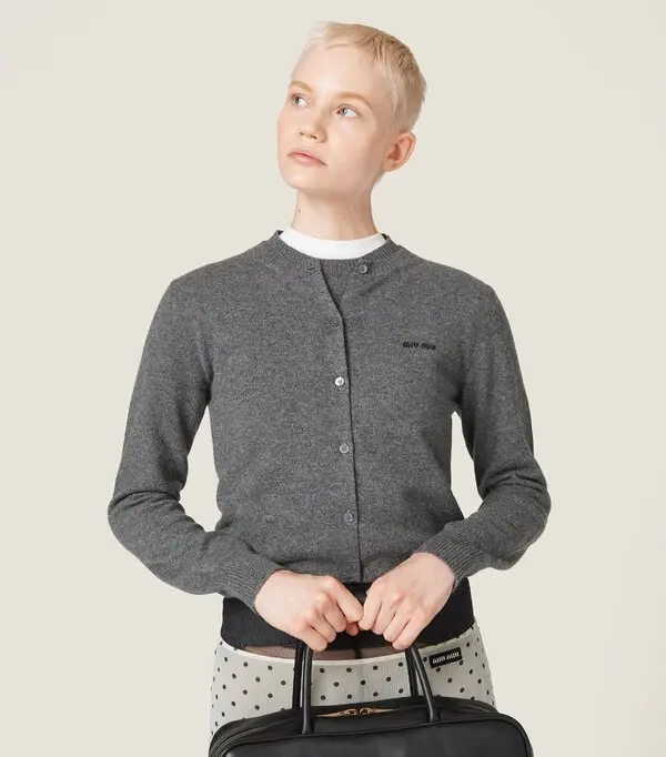 Miu Miu Cashmere Logo Cardigan