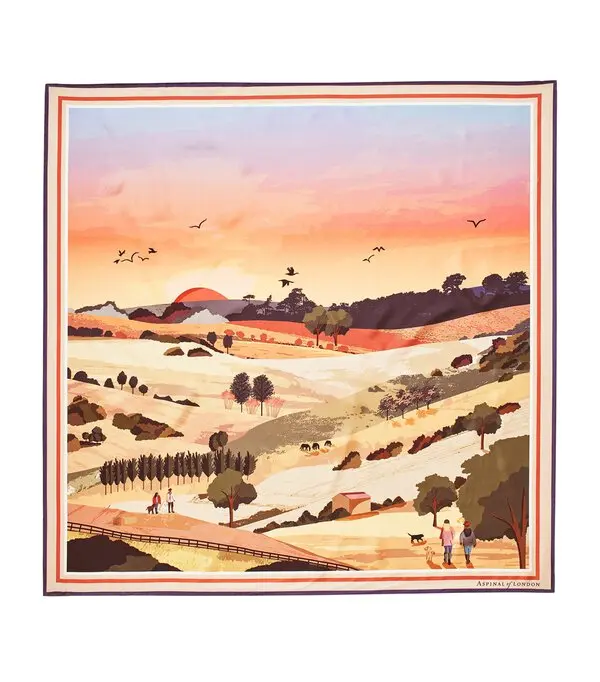 ASPINAL OF LONDON Silk Printed Scarf - Orange