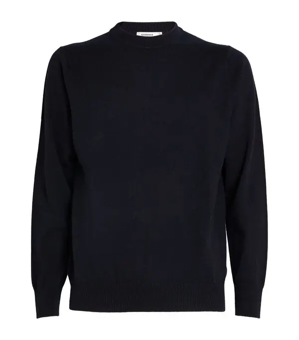 Sandro Cashmere Ribbed Crew Neck Sweater - Blue