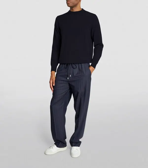 Sandro Cashmere Ribbed Crew Neck Sweater - Blue