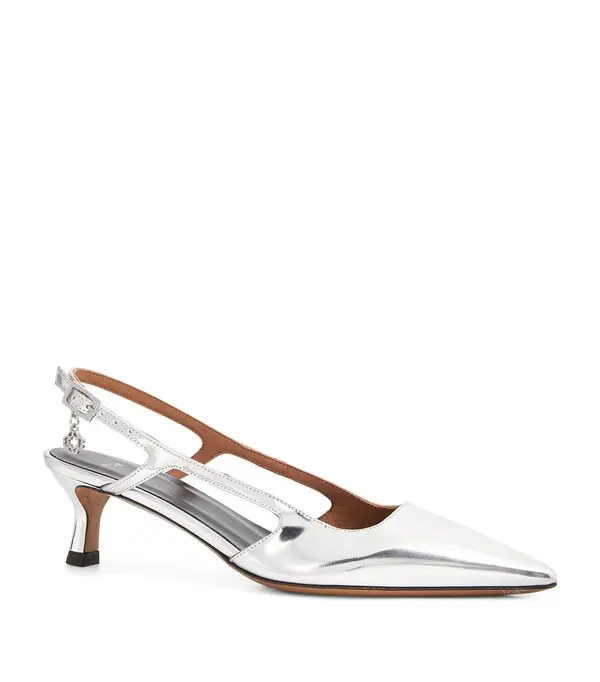 Maje Metallic Kitten Heel Slingback Pumps