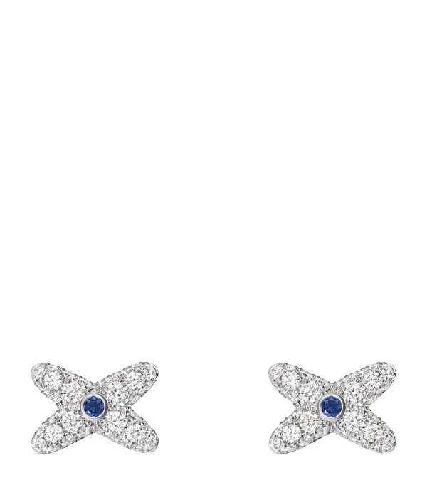 CHAUMET Jeux De Liens White Gold, Diamond And Sapphire Stud Earrings - Silver