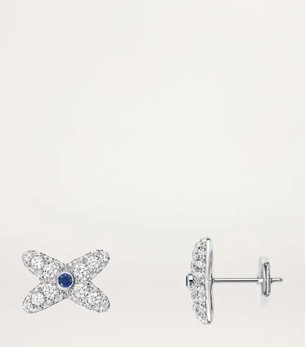 CHAUMET Jeux De Liens White Gold, Diamond And Sapphire Stud Earrings