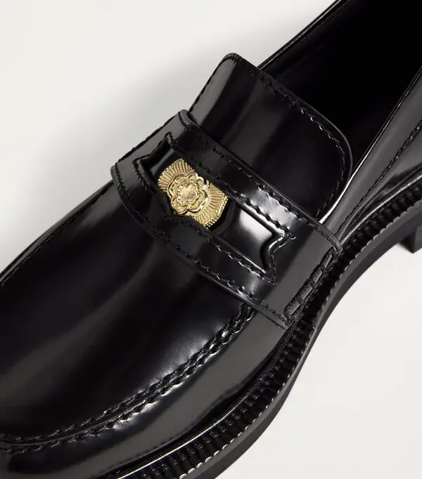 Maje Leather Penny Loafers With Gold Tone Detailing