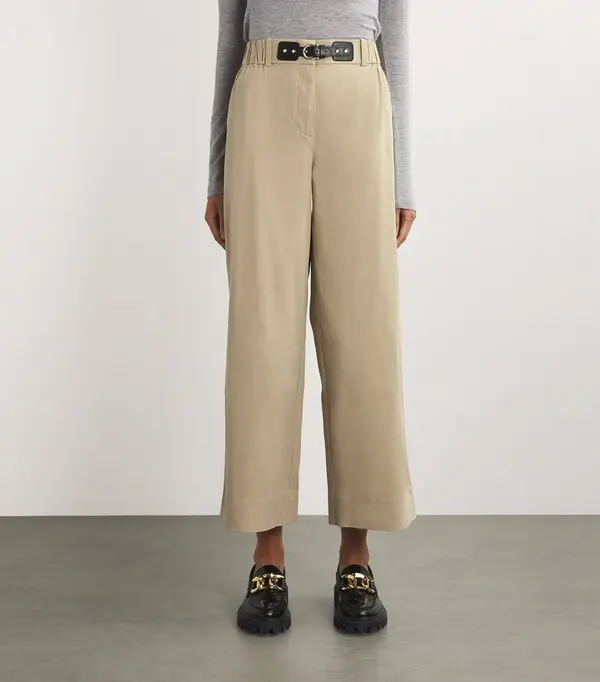 Maje Cotton Gabardine Wide-leg Trousers - Brown
