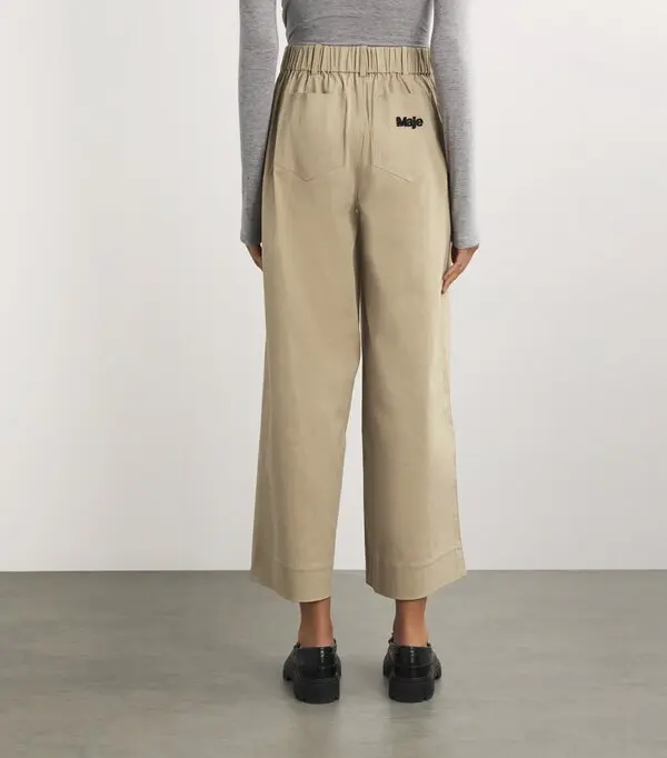 Maje Cotton Gabardine Wide-leg Trousers - Brown