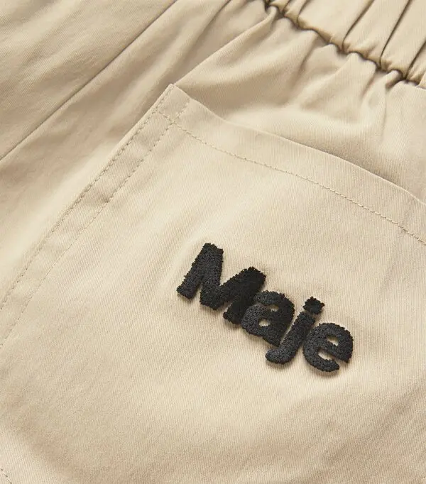 Maje Cotton Gabardine Wide-leg Trousers - Brown